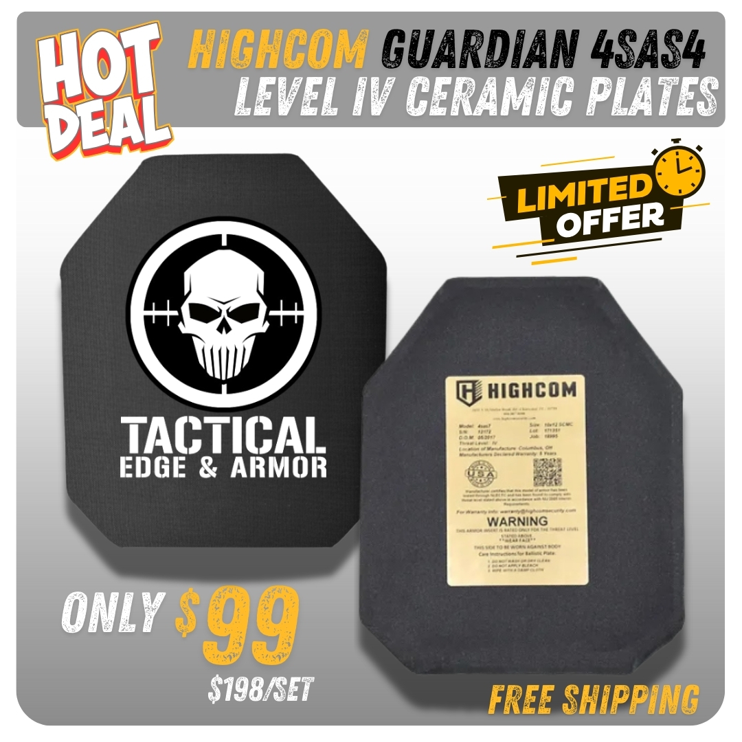 HIGHCOM 4sas4 Level IV Ceramic Body Armor Plate - $99ea